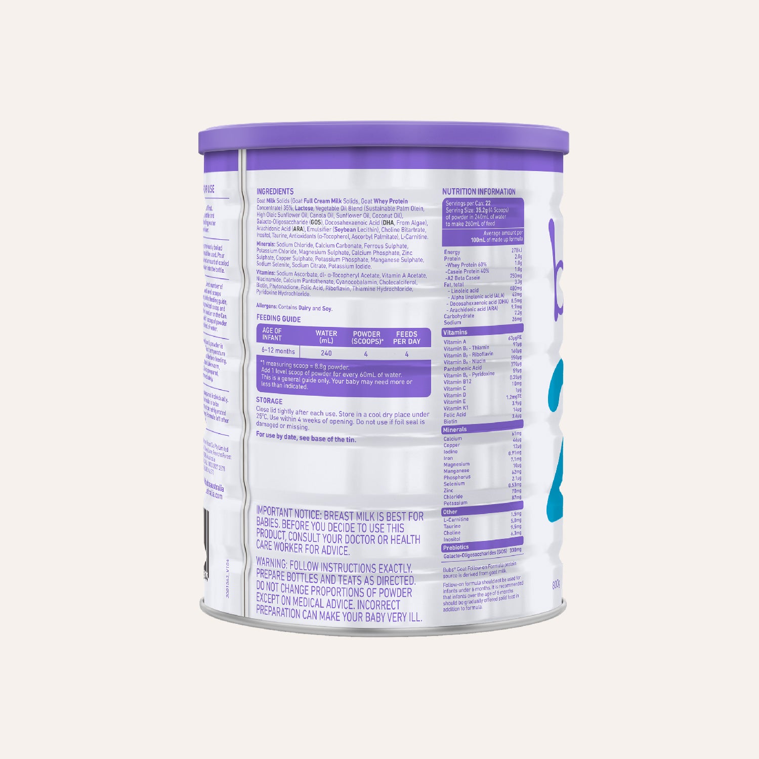 Bubs® Easy- digest Goat Milk Follow-on Formula Stage 2 – Bubs Australia