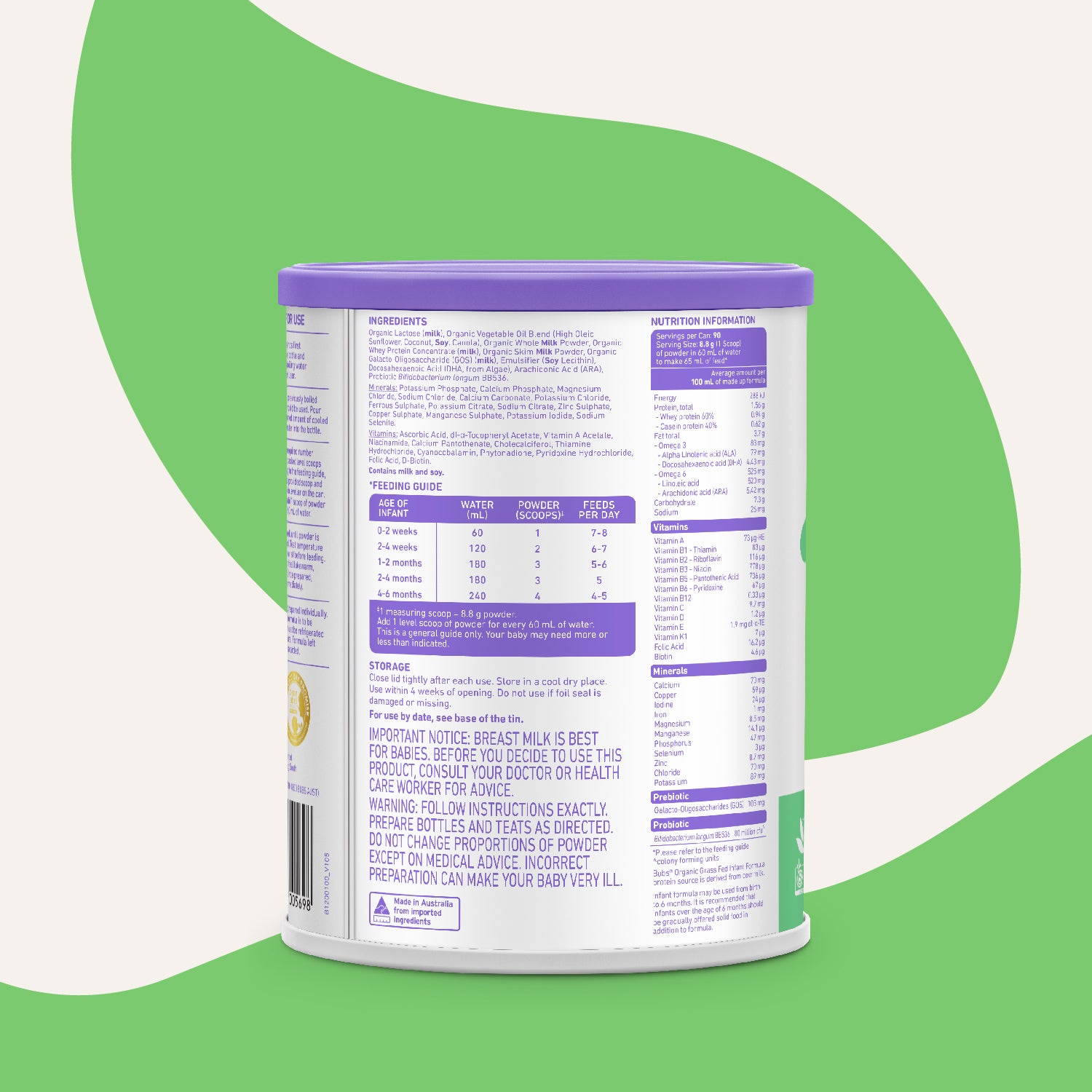 Bubs Organic® Grass Fed Infant Formula Stage 1 – Bubs Australia