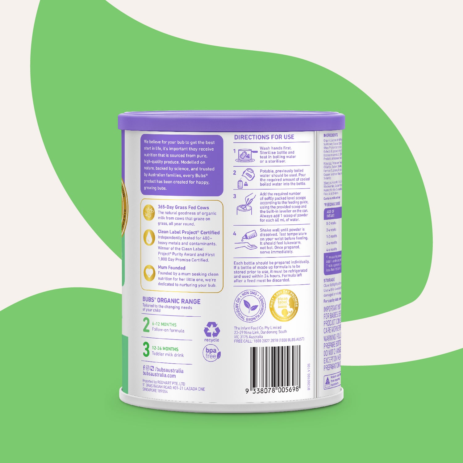 Bubs Organic® Grass Fed Infant Formula Stage 1 – Bubs Australia