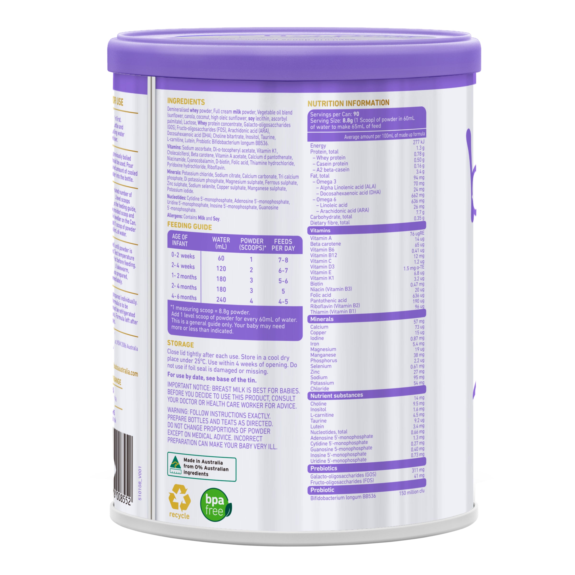 Bubs Supreme™ Infant Formula Stage 1 – Bubs Australia