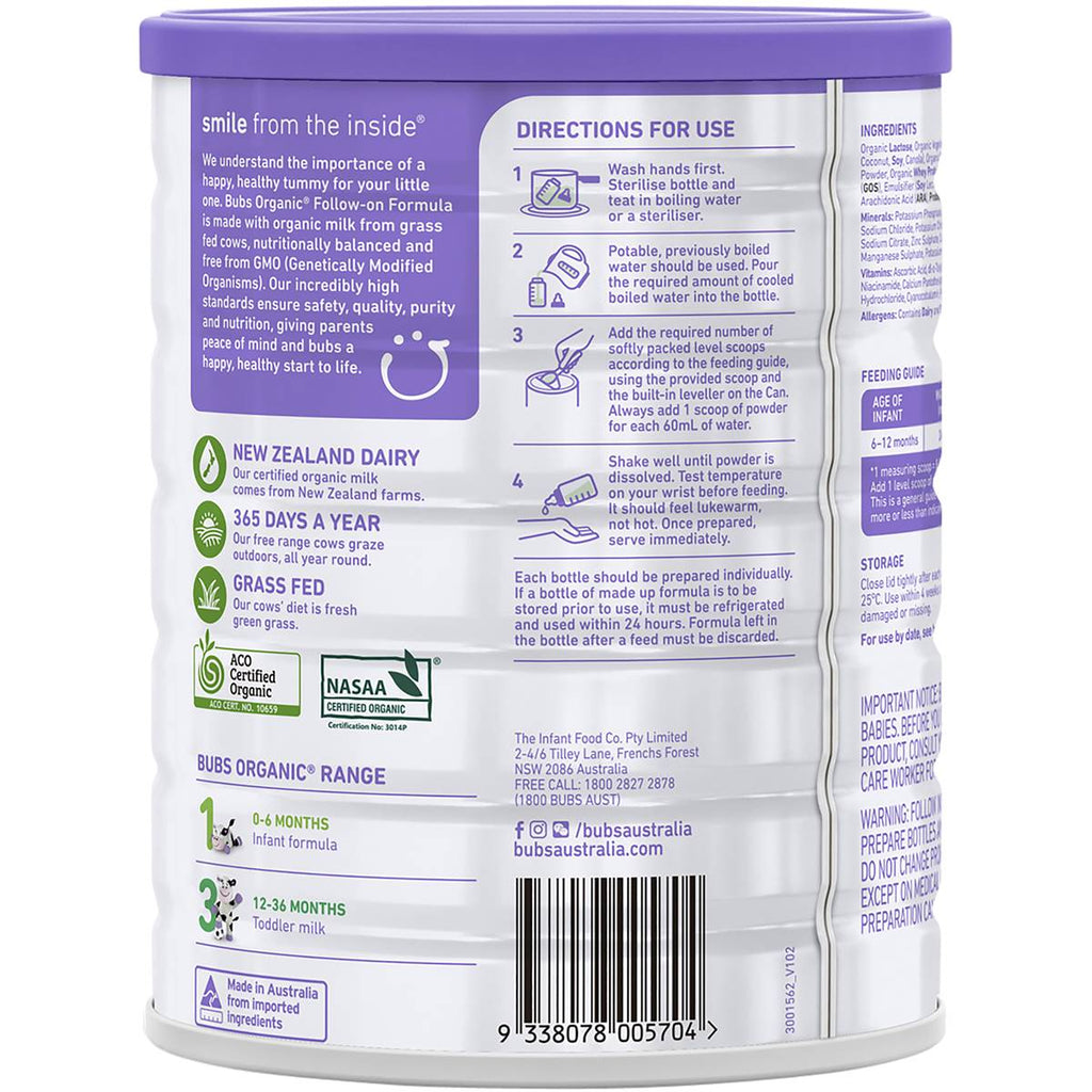 Bubs Organic® Grass Fed Follow-on Formula Stage 2 – Bubs Australia